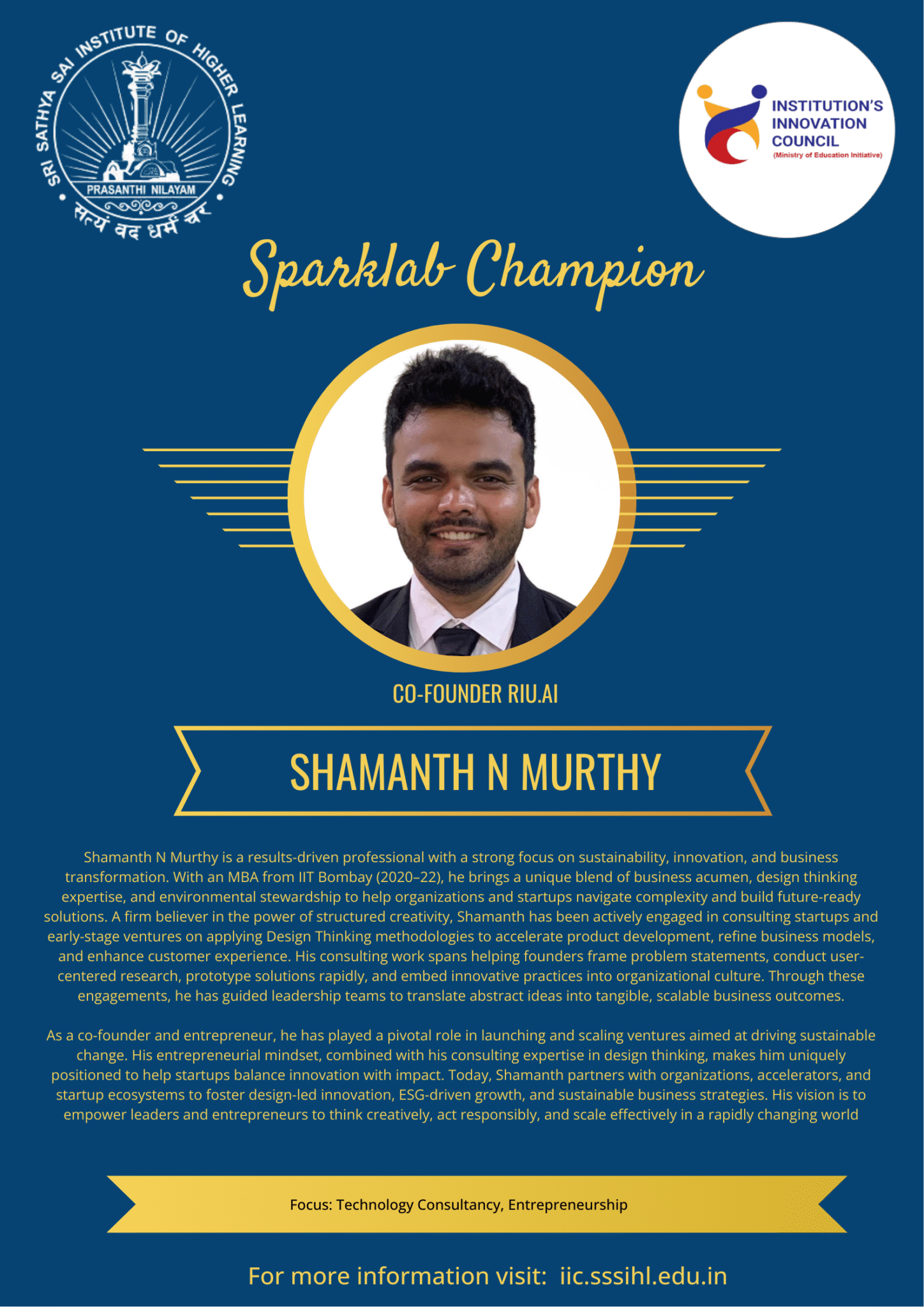 Shamanth N Murthy - SSSIHL-IIC Microsite