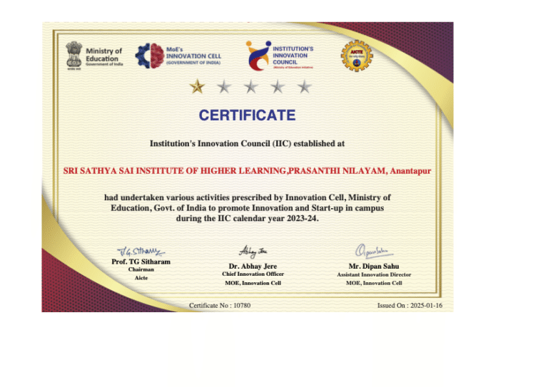 Certificate - SSSIHL - IIC - SSSIHL-IIC Microsite